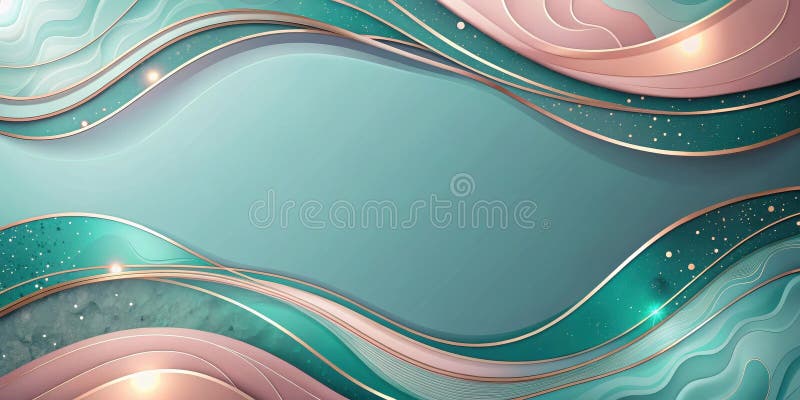 Abstract Teal and Rose Gold Wave Background Design. Generative AI Stock ...
