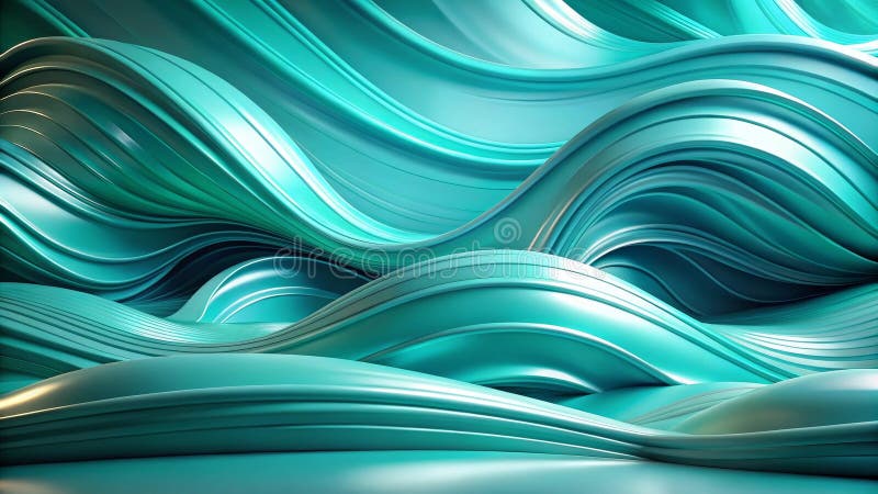 Abstract Teal Swirling Waves Dynamic Curves and Flowing Lines for ...
