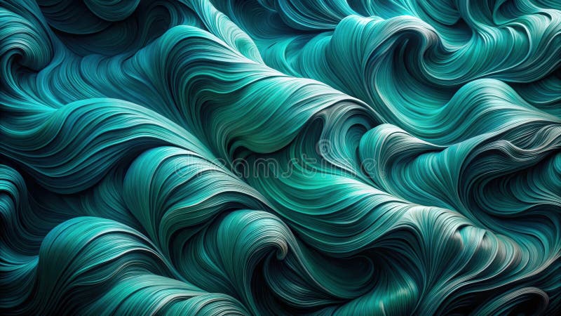 Abstract Teal Swirling Waves a Seamless Texture of Elegant, Fluid Forms, Ideal for Artistic ...