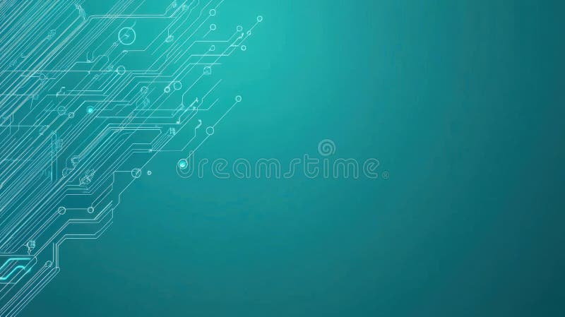 Futuristic Teal Circuitry and Circular Elements Background Stock ...