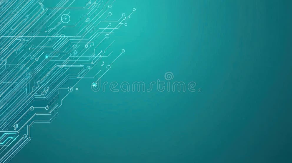 Futuristic Teal Circuitry and Circular Elements Background Stock ...