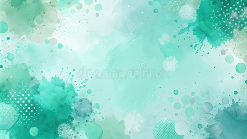 Abstract Teal Watercolor Background with Splashes and Dots. Generative ...