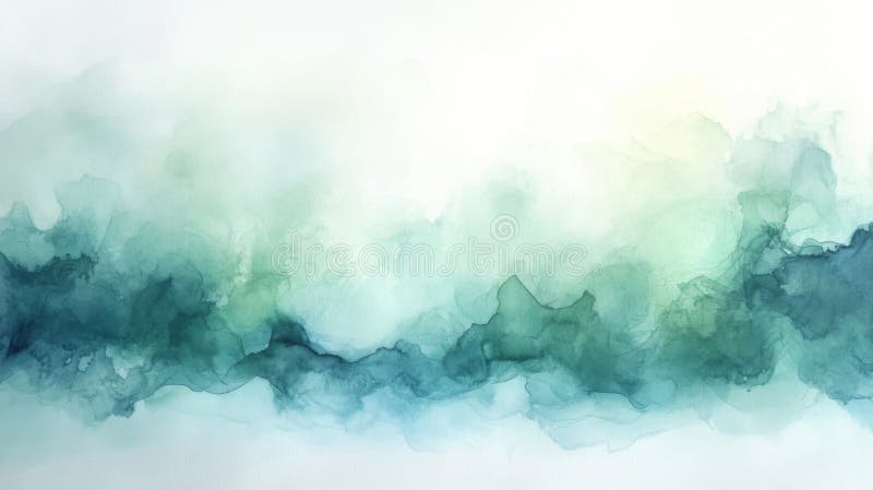 Abstract Teal Watercolor Landscape Painting Stock Illustration ...