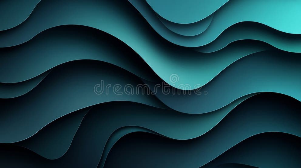 Abstract Teal Wave Background with Layered Paper Texture Stock ...