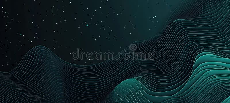 Abstract Teal Wave Design Dark Night Sky Background Stock Illustration ...