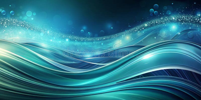 Abstract Teal Wave Design with Glowing Particles and Light Streaks ...
