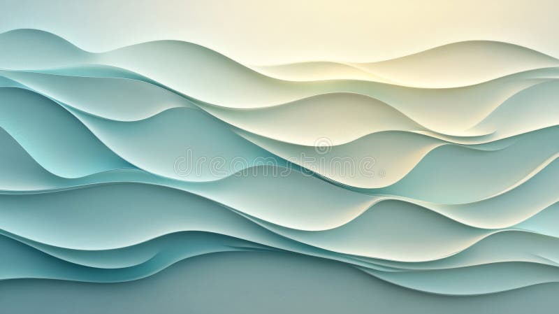 Abstract Teal Wave Paper Art Design Stock Illustration - Illustration ...
