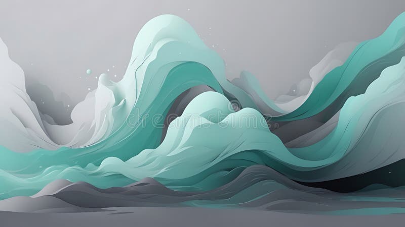 Abstract Teal Waves on Gray Background Design Stock Illustration ...