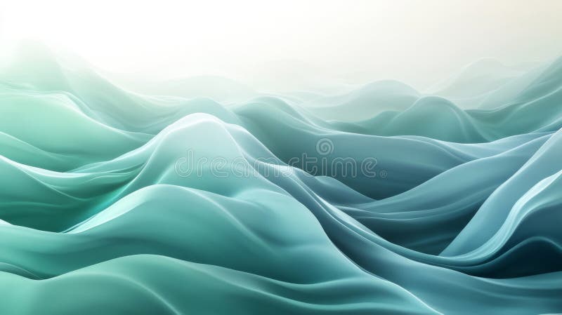 Abstract Teal Waves, Serene Water Landscape Stock Illustration ...