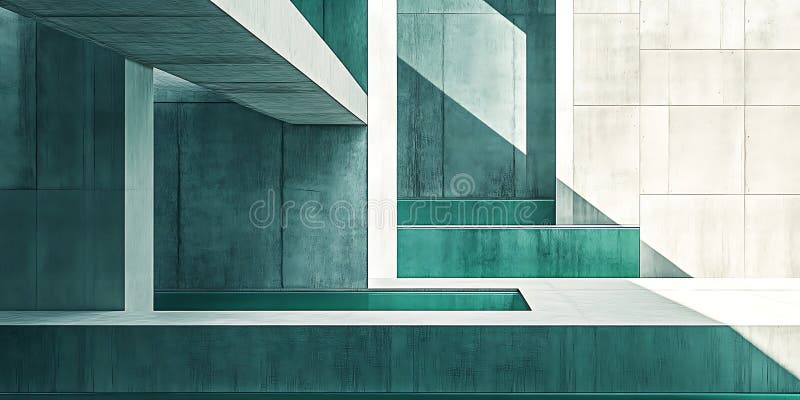 Abstract Teal and White Architectural Design Modern Concrete Structure ...