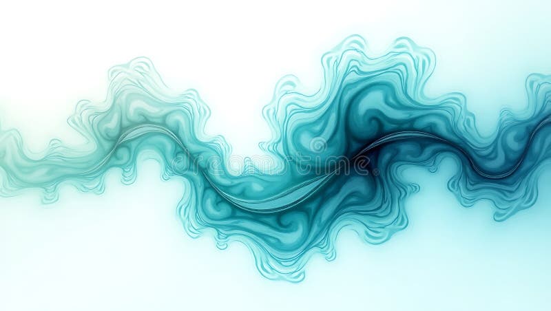 Abstract Teal and White Wave Pattern with Swirls and Smooth Gradients ...
