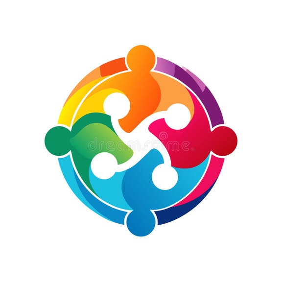 Abstract Teamwork Circle: Colorful Interlocking Figures Symbolizing ...
