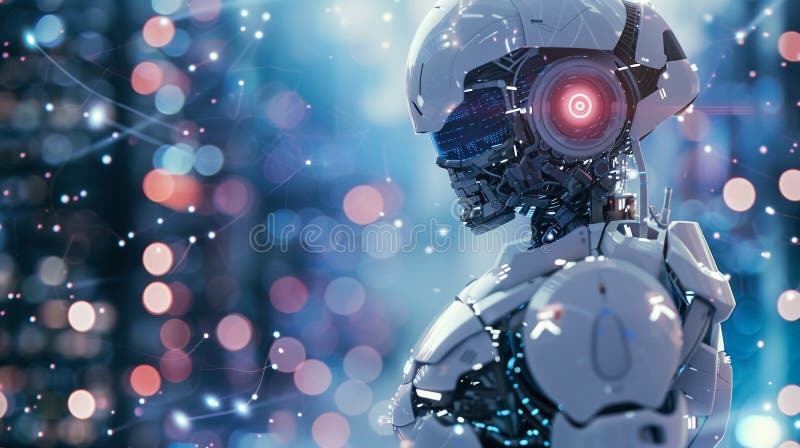 Abstract Tech AI Background with Futuristic Robots and Artificial ...
