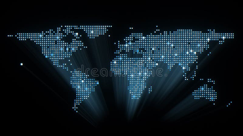 Tech Animation of Holographic Earth Map Projection Rays and Indicating ...