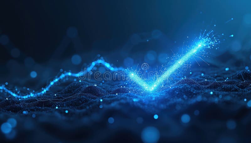 Abstract Tech Art with Check Mark Represents Successful Digital ...