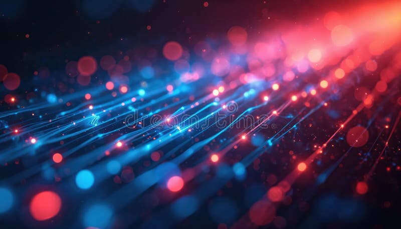 Glowing Red Fiber Optic Cables Dynamic Abstract Background Stock Photos ...