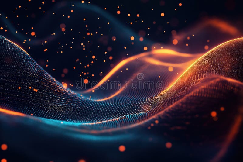 Abstract Tech Background Digital Wave Particles Form Glowing Patterns Futuristic Dynamic