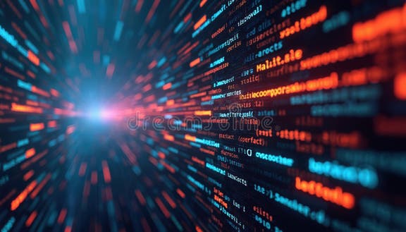 Abstract Tech Background Featuring Blurred Programming Code in Red ...