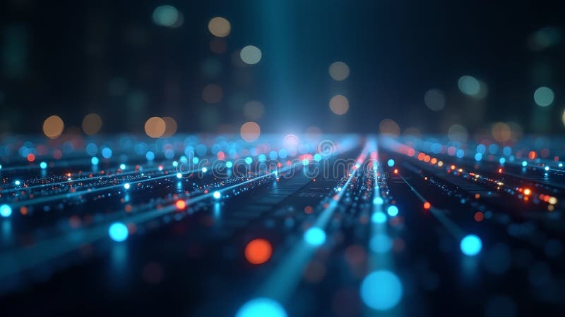 Futuristic Data Network, Glowing Particle Streams Stock Illustration - Illustration of internet ...