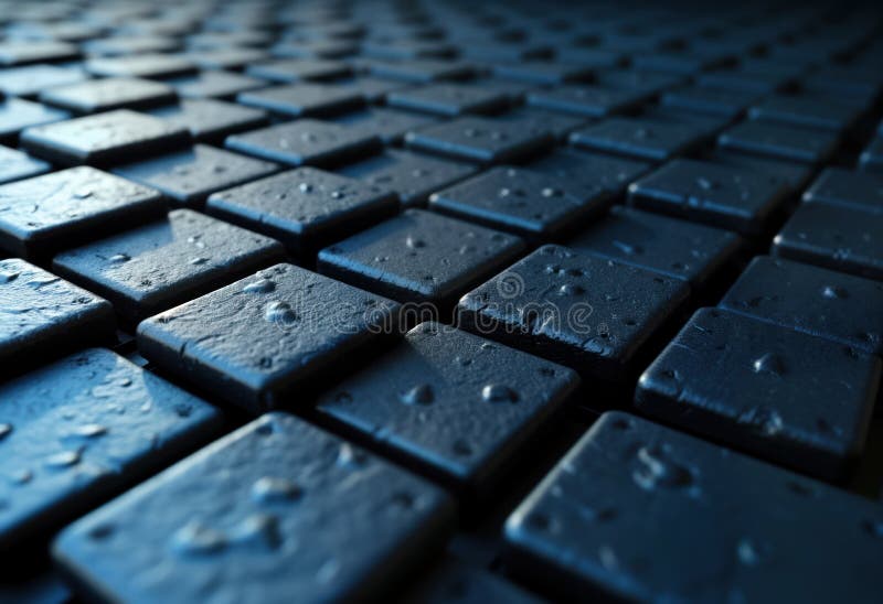 Abstract Tech Background. Geometric Dark Blue Metal Square Blocks ...