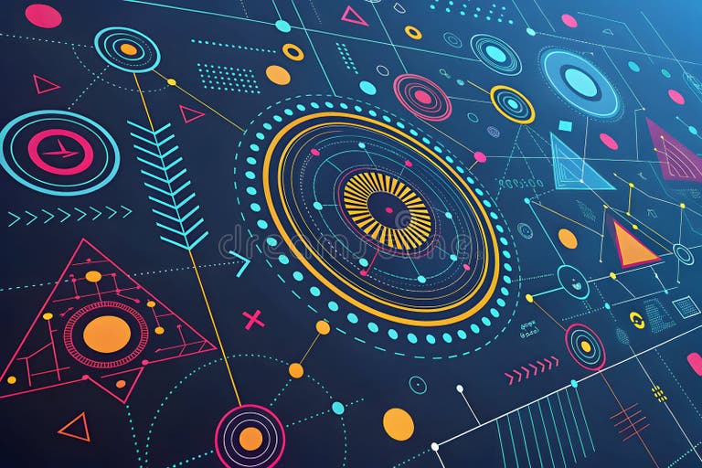 Abstract Tech Background with Geometric Shapes Stock Illustration ...