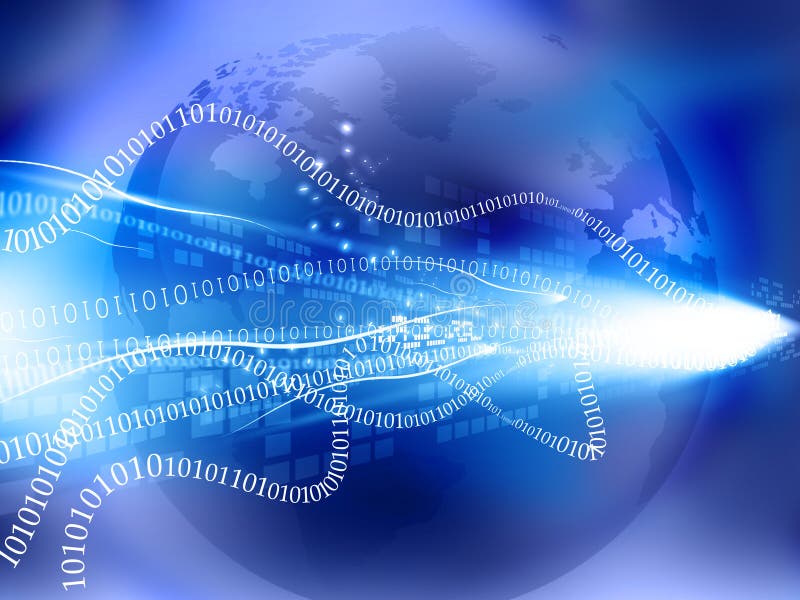 Binary code on world map stock illustration. Illustration of code - 32245861