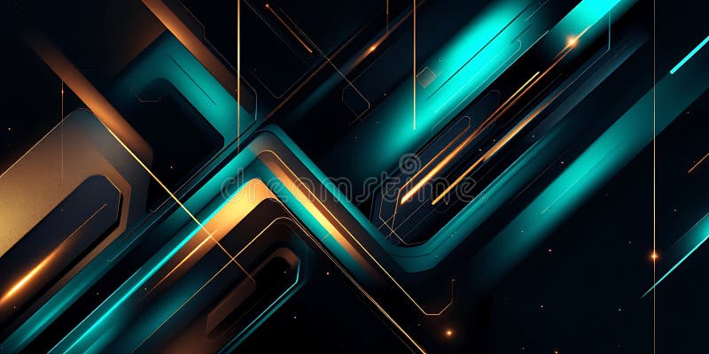 Abstract Tech Background Gold Teal Lines Wallpaper Stock Illustration ...