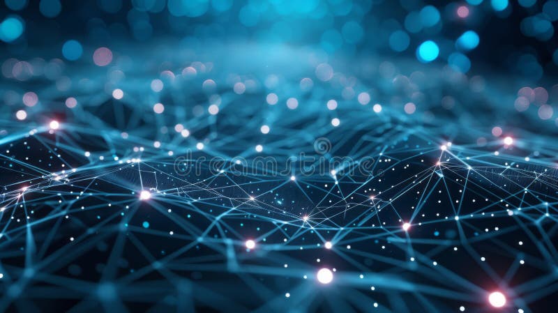 Abstract Tech Background with Illuminated Fiber Optic Connections Stock ...