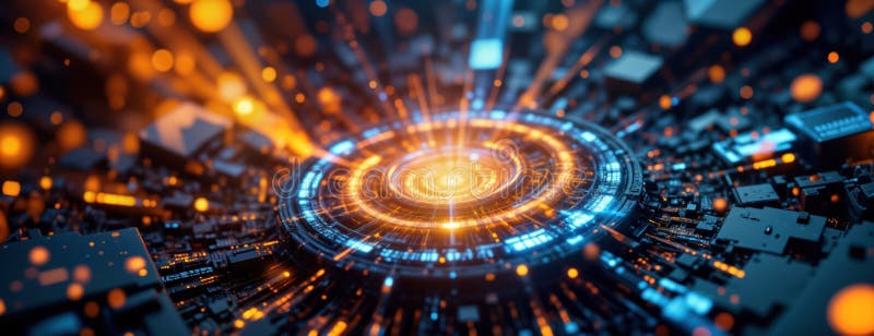 Abstract Tech Background. Luminous Particles Create Dynamic Pattern ...