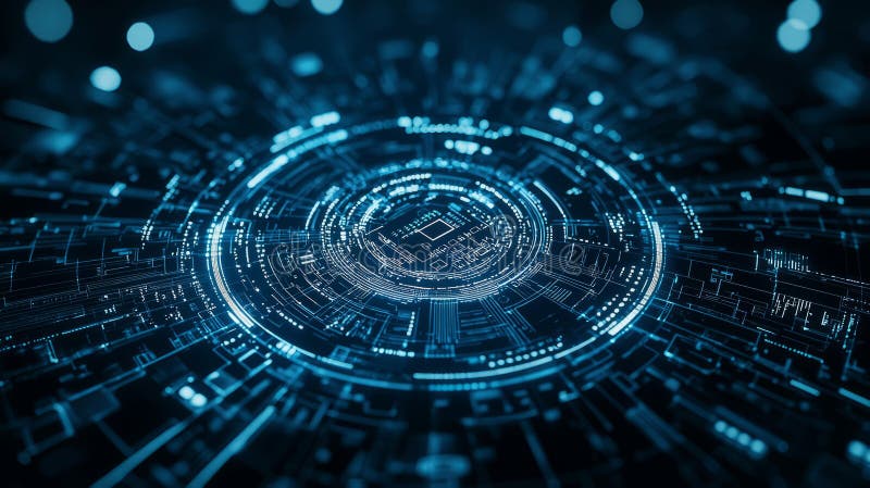 Abstract Tech Background with Neon-lit Circuit Boards, Wires, and ...