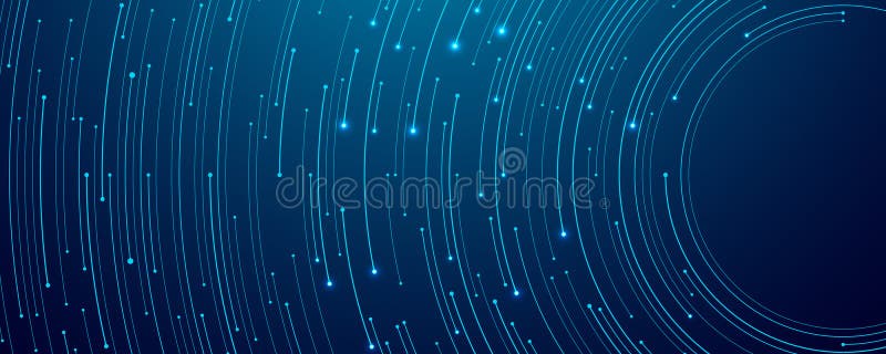 Thin Line Circuit Circle Wires in Blue on Technology Futuristic Bg ...