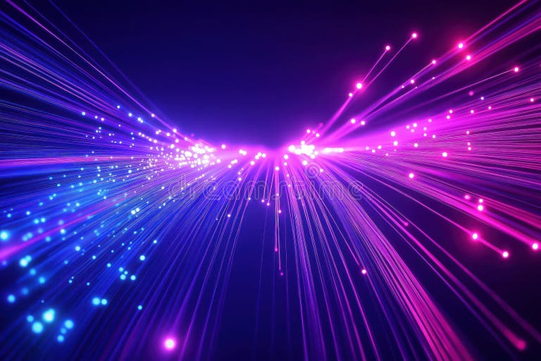 Abstract Tech Background with Vibrant Neon Fiber Optic Lines. Dynamic ...