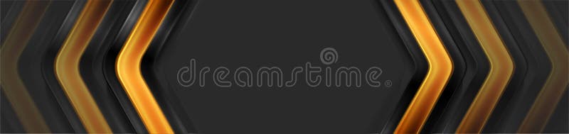 Abstract Tech Banner with Black and Golden Arrows Stock Vector ...