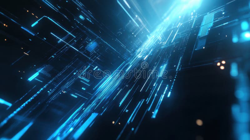 Abstract Tech Banner with Futuristic Blue Lines and Light Accents Stock ...