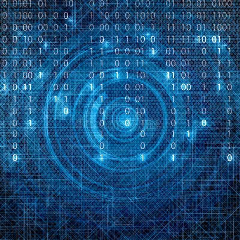 Binary Blue Computer Data on Black Stock Illustration - Illustration of ...