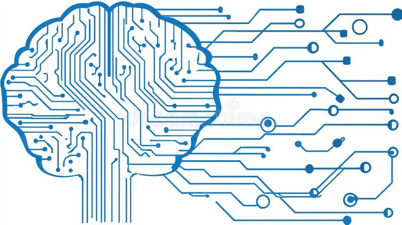 Abstract Tech Brain Design with Circuit Board Elements Representing ...