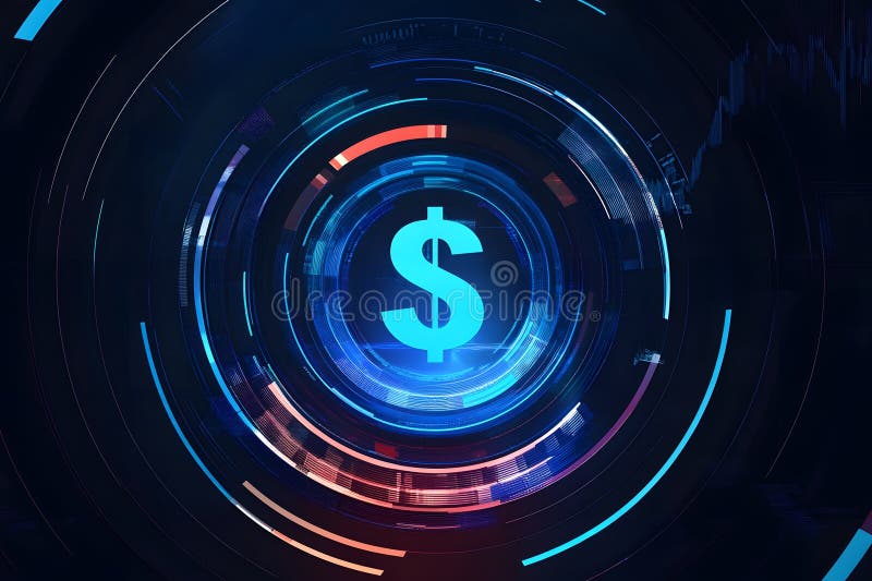 Abstract Tech Circle Featuring Dollar Icon with Clean Futuristic Look ...