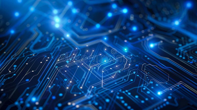 Abstract Tech Circuit Background with Interconnected Lines and Digital ...