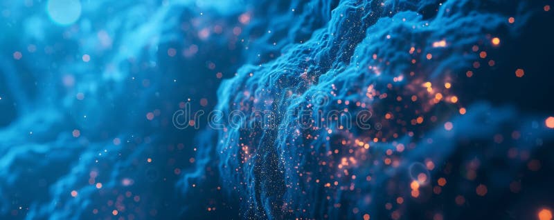 Abstract Tech Cloud Glowing Connections Cyber Data Theme Dark Blue ...