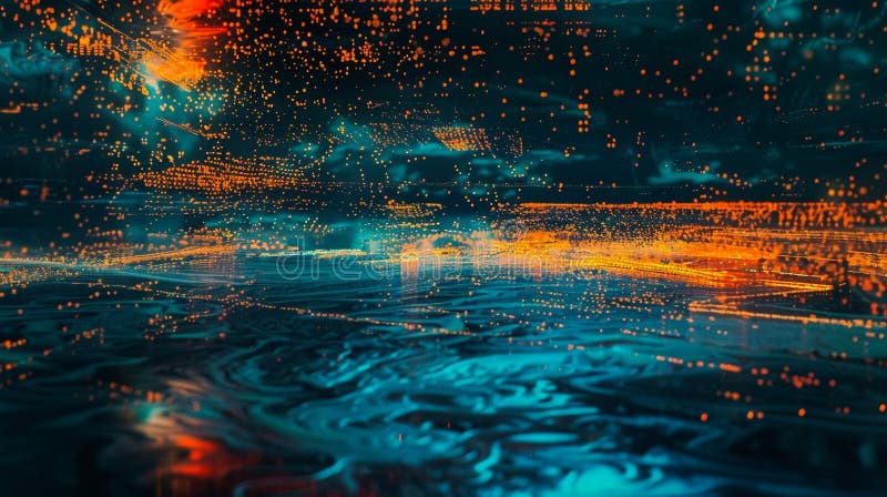 Abstract Tech Cyberspace Background with Digital Landscapes and Virtual ...