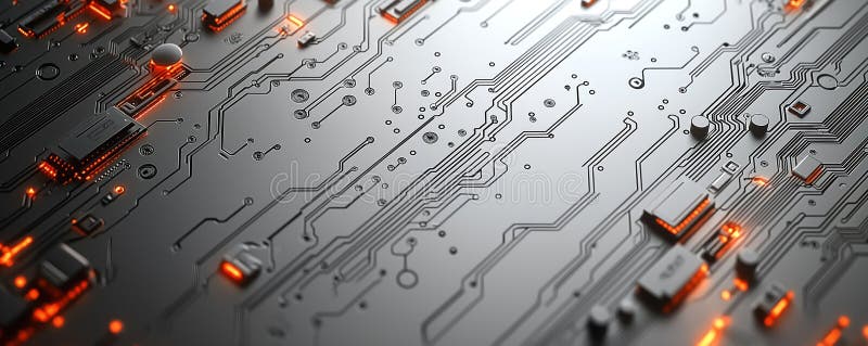 Abstract Tech Design. Circuit Board Pattern. Grey Background. Modern ...