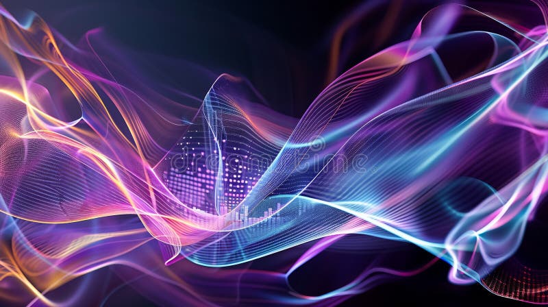 Abstract Tech Digital Wave Background with Flowing Lines and Dynamic ...
