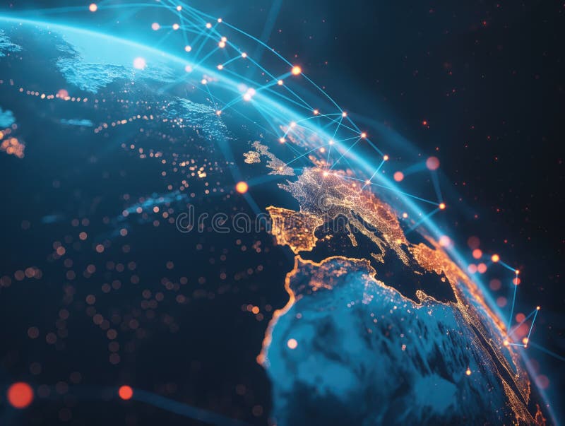 Abstract Tech Earth Globalization Stock Image - Image of flare, circle ...