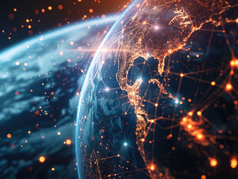 Abstract Tech Earth Globalization Stock Image - Image of data, global ...
