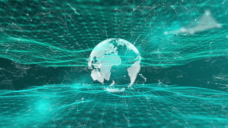 Tech Earth in 3D. Showing Globalization Concept with AI Networking ...