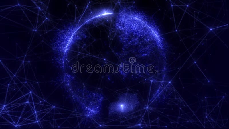 Abstract Tech Earth Globalization in 3d Motion Graphic, Technologic ...