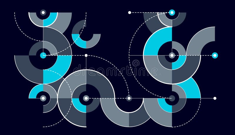 Abstract Tech Engineering Draft Vector Background Over Dark, Mechanical Blueprint Technology ...