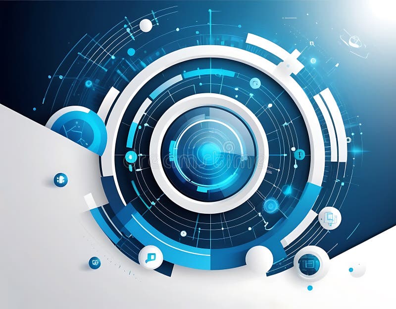 Abstract Tech Eye Circular Design Blue White Modern Futuristic Stock ...