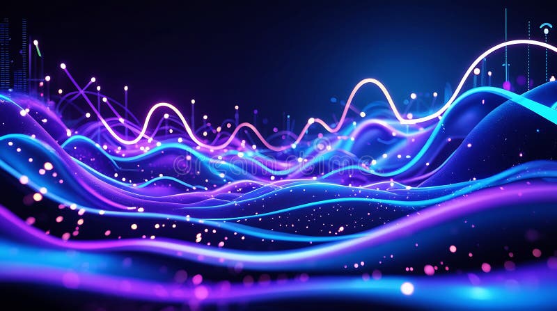 Abstract Tech Flow – AI and Data Wave Digital Background Stock Photo ...