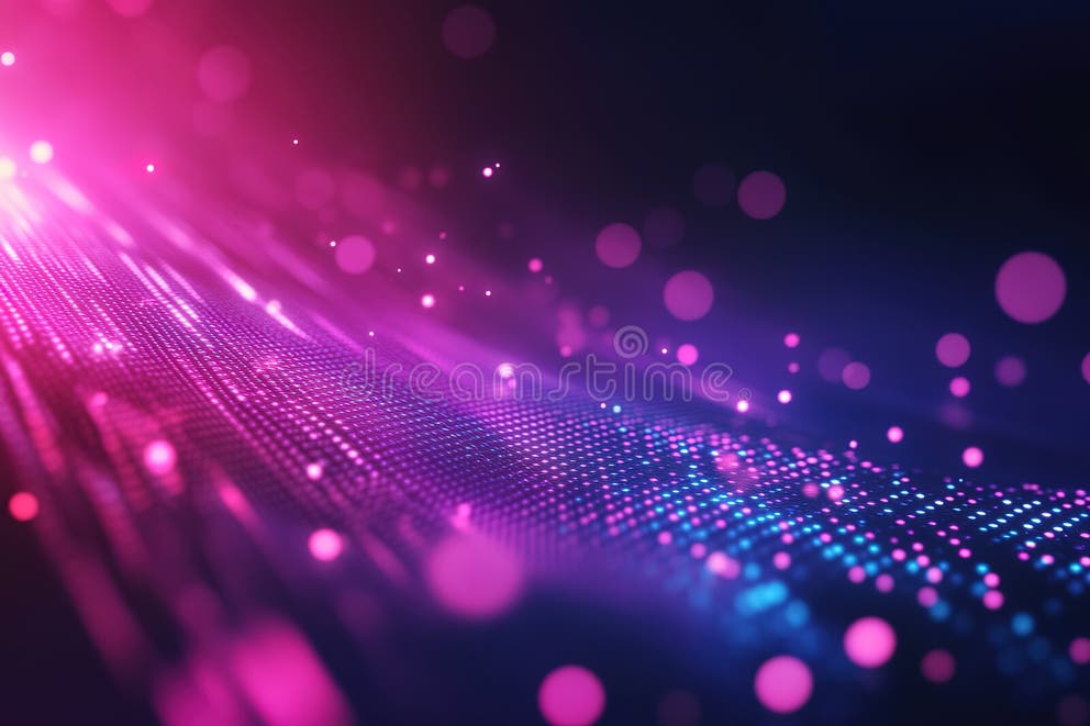 Abstract Tech Grid with Pink and Blue Lights, Dotted Pattern Surface ...